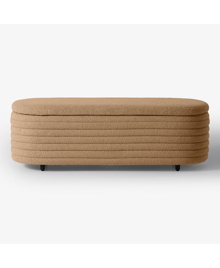 Westintrends 54 Wide Mid Century Modern Upholstered Teddy Sherpa
