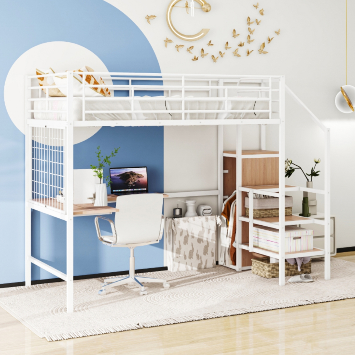 Click here for Simplie Fun Metal Loft Bed with Desk  Ladder and W... prices