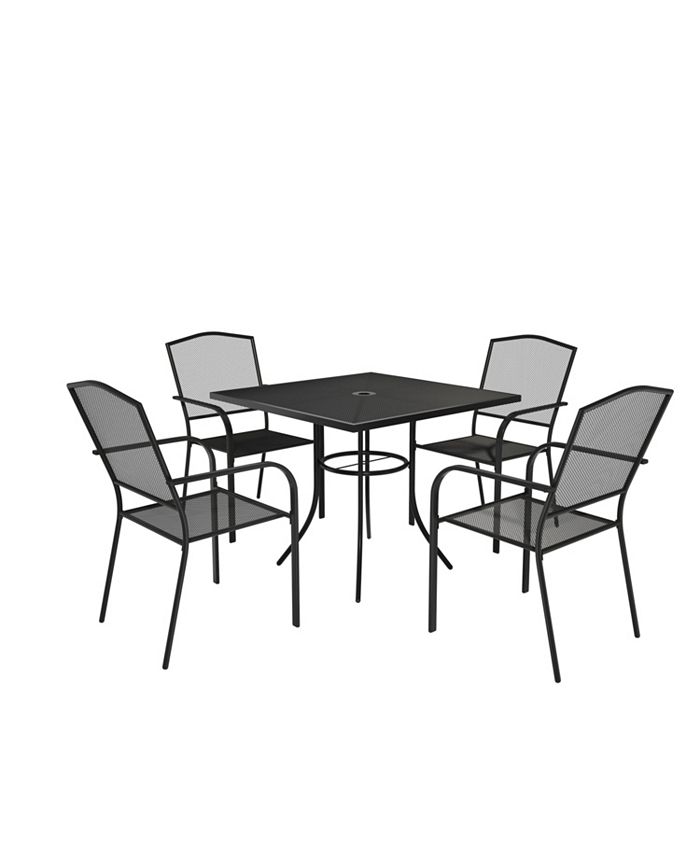 Mondawe 5-Piece Steel Mesh Square Table And Chair Set With 4 Pcs Steel ...