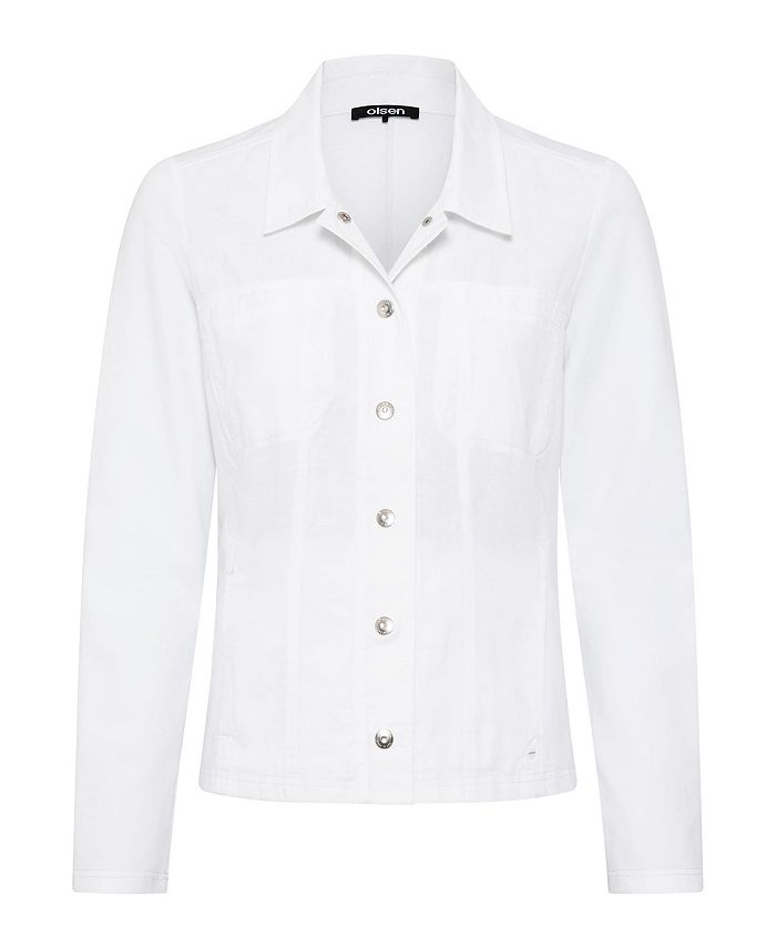 Olsen Women's Cotton Linen Mixed Media Jacket - Macy's