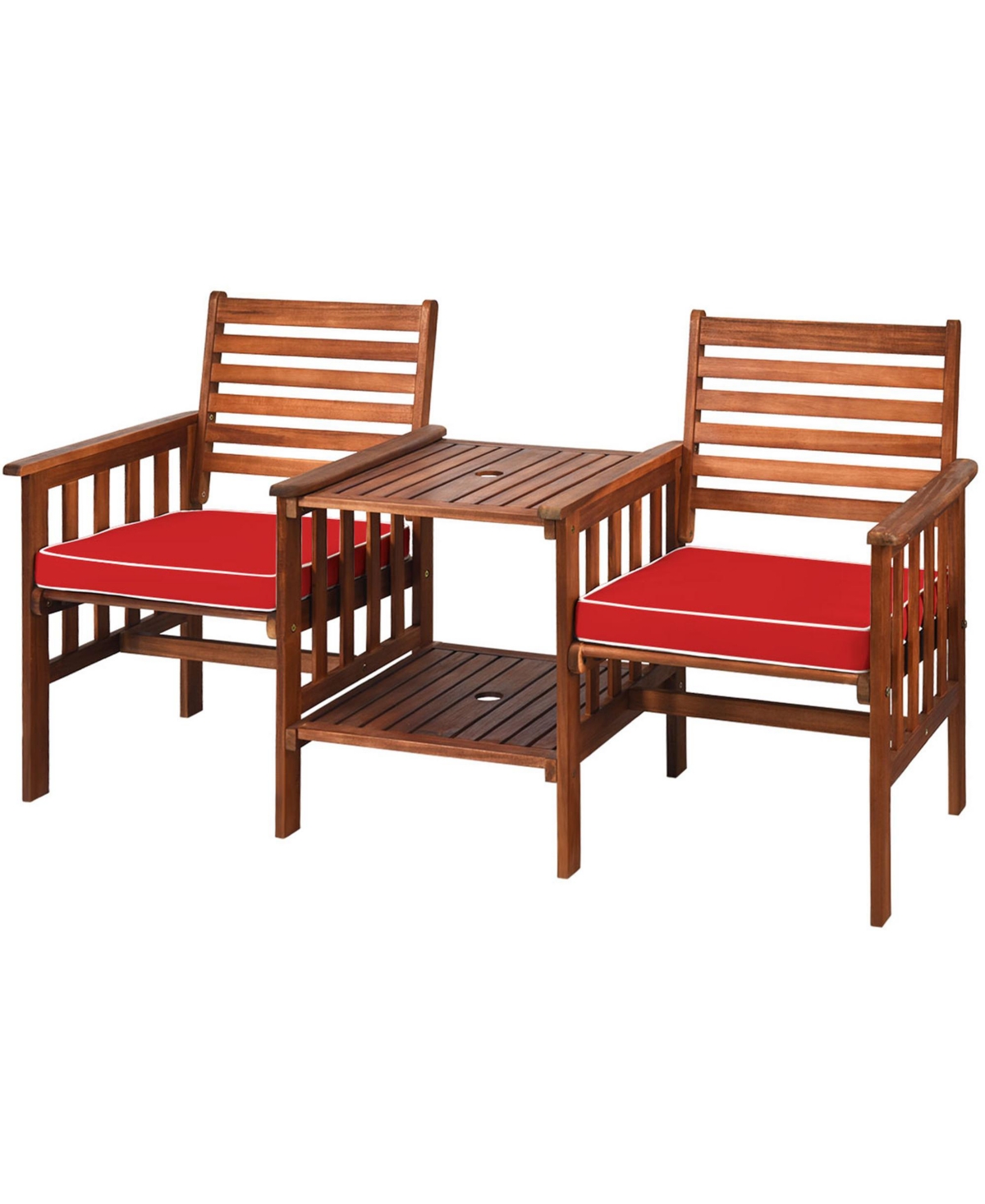Click here for Gymax Acacia Wood Loveseat Patio Outdoor Conversat... prices