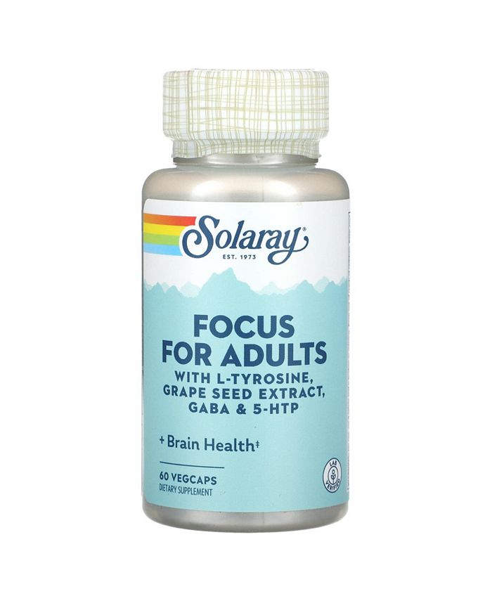 Solaray Focus For Adults with L-Tyrosine Grape Seed Extract Gaba & 5 ...