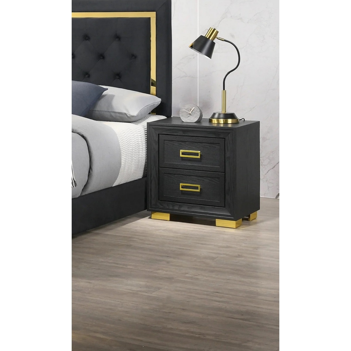 Click here for Simplie Fun Modern Glam 2-Drawer Nightstand Black... prices