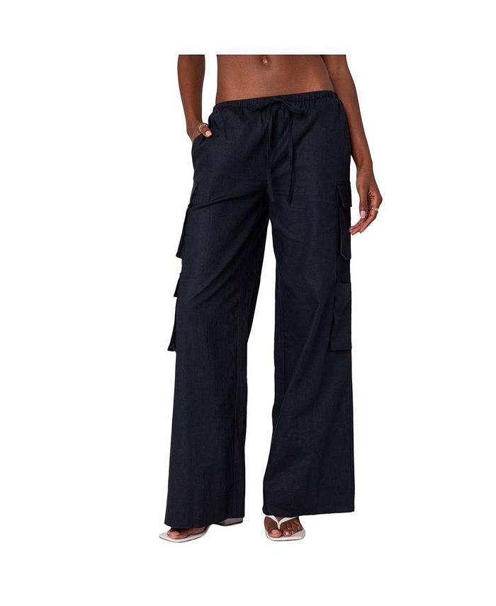 Edikted Women's Bristol Linen Look Cargo Pants - Macy's