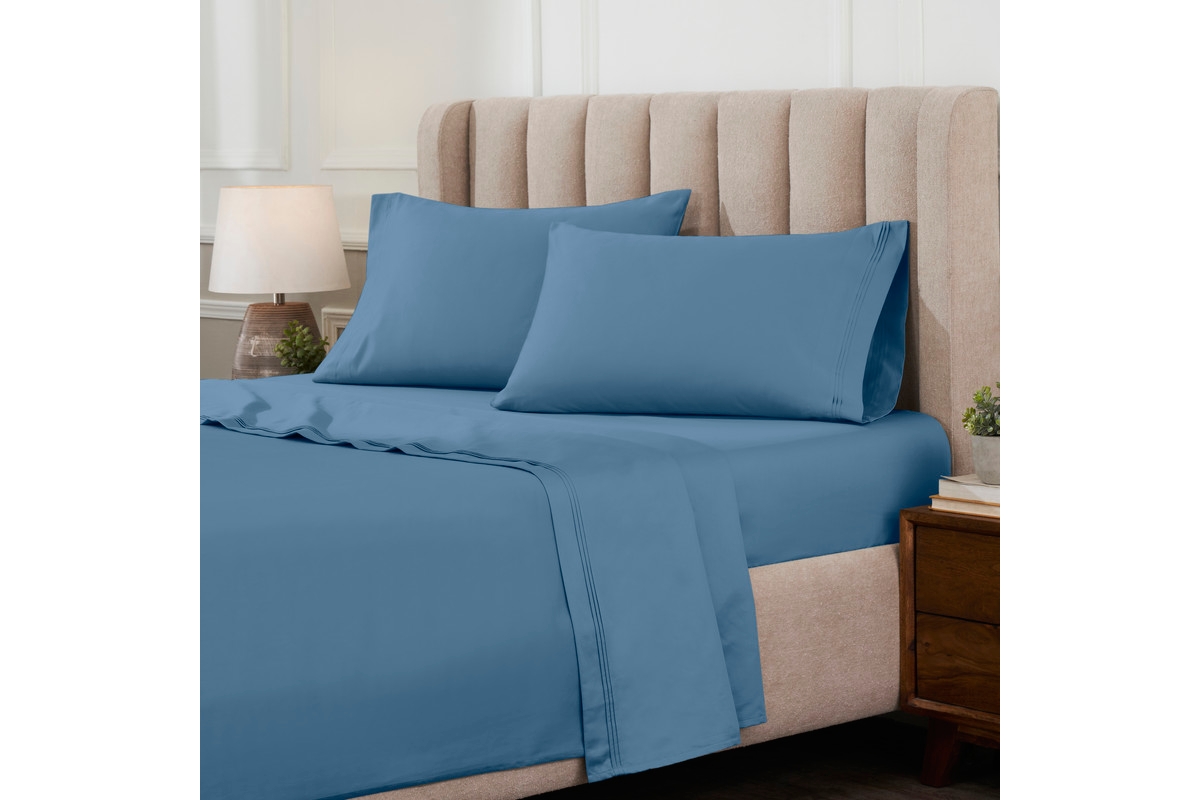 Superior 1000-tc Egyptian Cotton Solid Deep Pocket Sheet Set  California King - Medium blue
