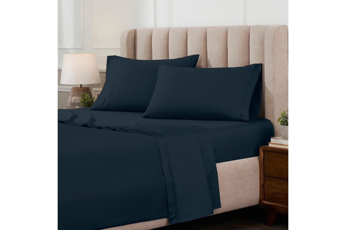 Superior 1000-tc Egyptian Cotton Solid Deep Pocket Sheet Set  California King - Navy blue