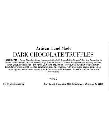Andy Anand Chocolatier Andy Anand Dark Chocolate Truffles 16 Pcs Of ...