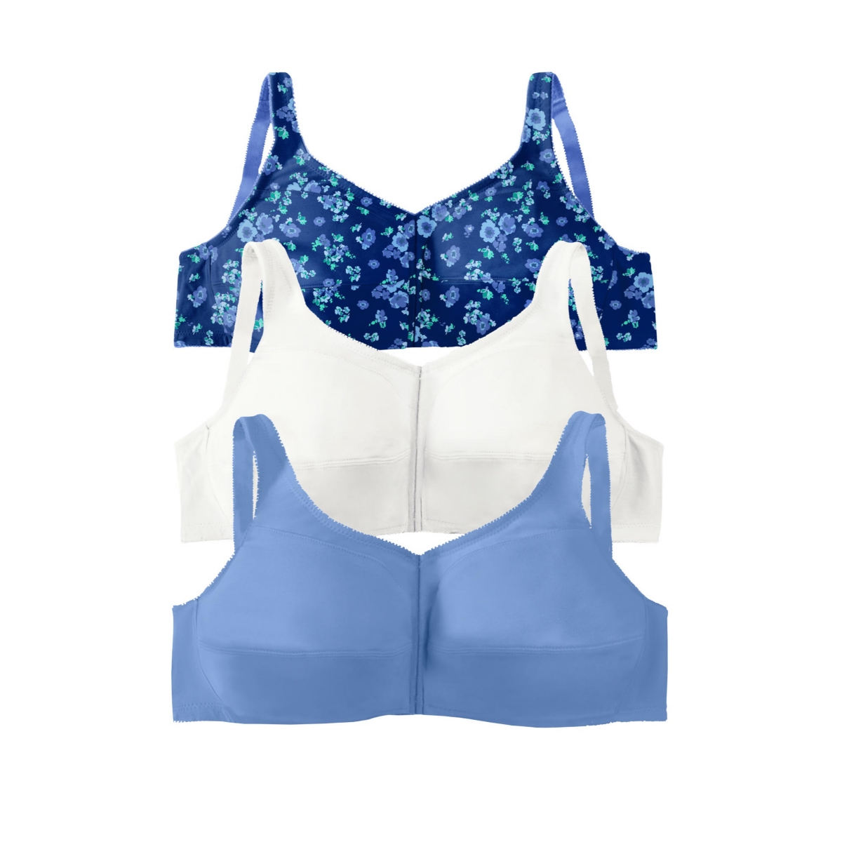 Click here for Comfort Choice Womens 3-Pack Front-Close Cotton Wi... prices