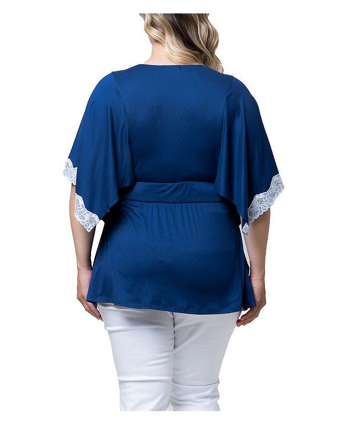 Kiyonna Womens Plus Size Sarah Lace Trim Peplum Top Macys