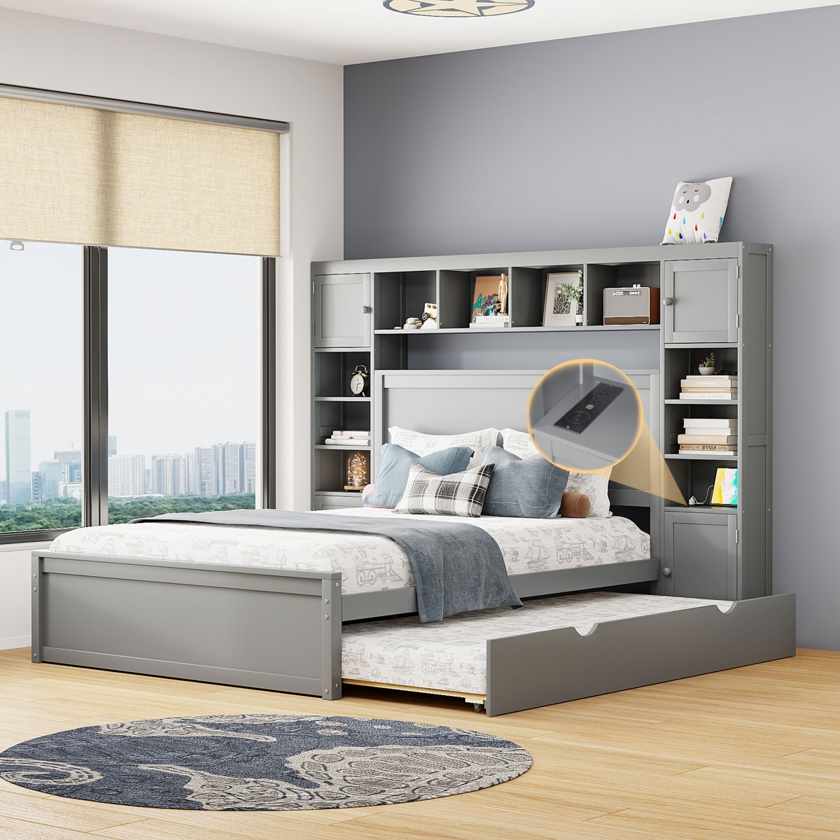 Click here for Streamdale Wooden Queen Bed with Cabinetry and Out... prices