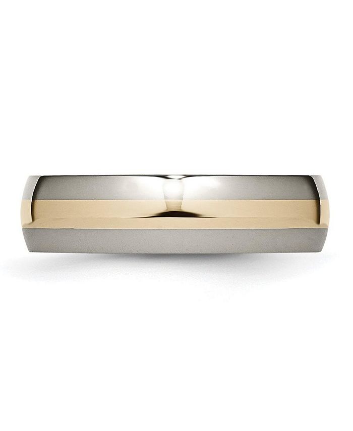 Chisel Titanium Polished with 14k Gold Inlay Wedding Band Ring - Macy's