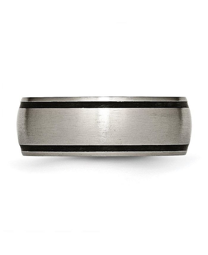 Chisel Titanium Brushed with Black Rubber Wedding Band Ring - Macy's
