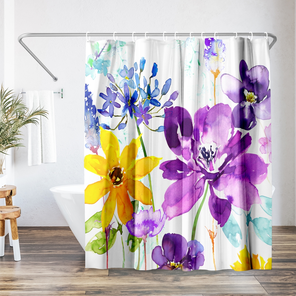 Click here for 71x74 Botanical Shower Curtain - Floral Shimmer by... prices