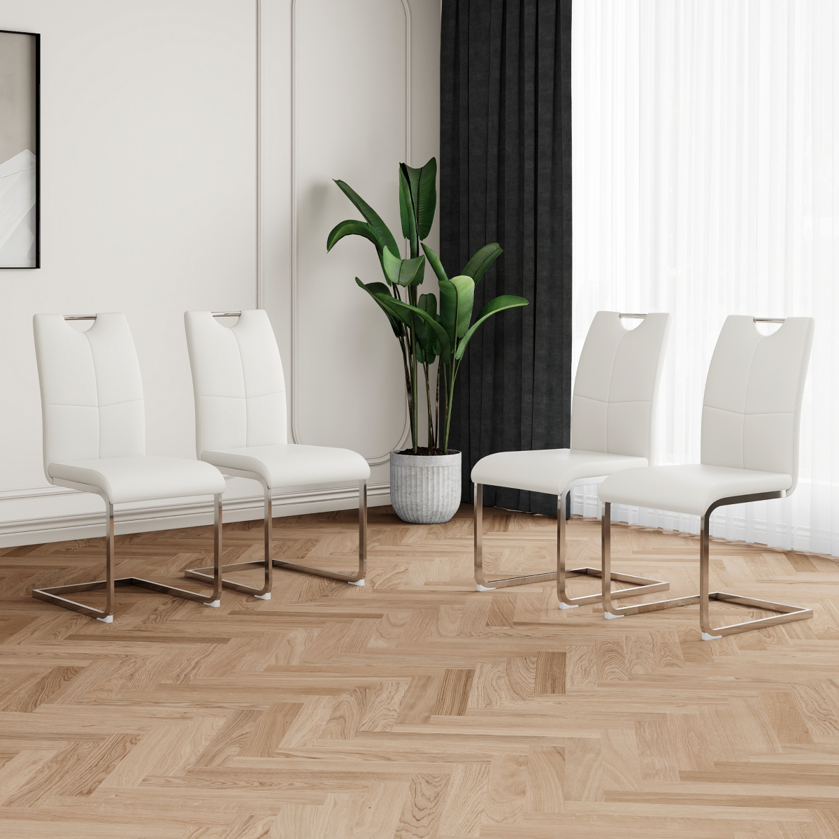 Click here for Streamdale Set of 4 Modern Faux Leather Dining Cha... prices