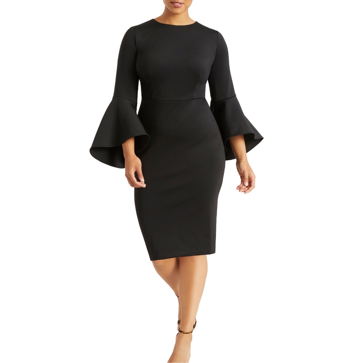 Click here for Eloquii Womens Plus Size Flare Sleeve Scuba Dress... prices