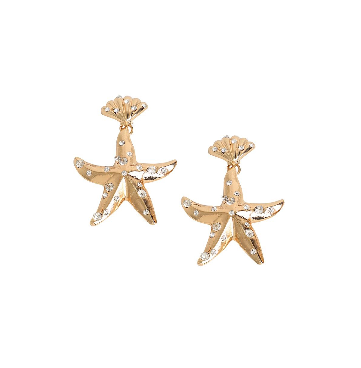Click here for Sohi Womens Blue Starfish Drop Earrings - Gold prices
