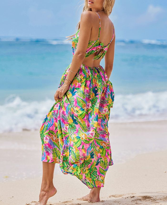 CUPSHE Women's Tropical Floral Twist & Keyhole Maxi Beach Dress - Macy's