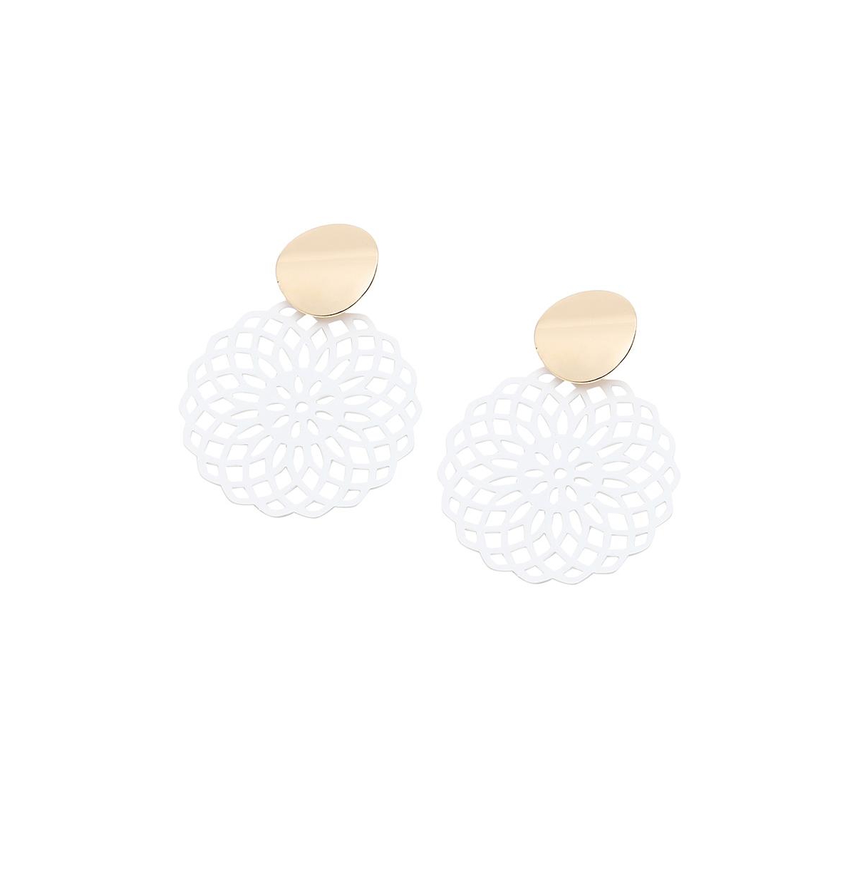 Click here for Sohi Womens Red Floral Filigree Drop Earrings - Wh... prices