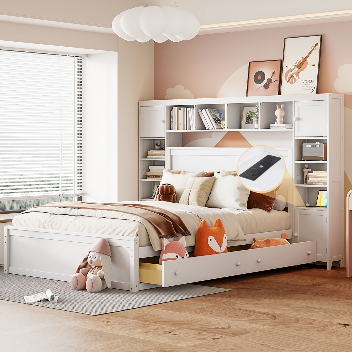 Click here for Streamdale Wooden Queen Bed with Cabinetry and Out... prices
