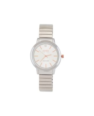 Jones New York Women's Genuine Diamond White Dial Silver-Tone Metal ...