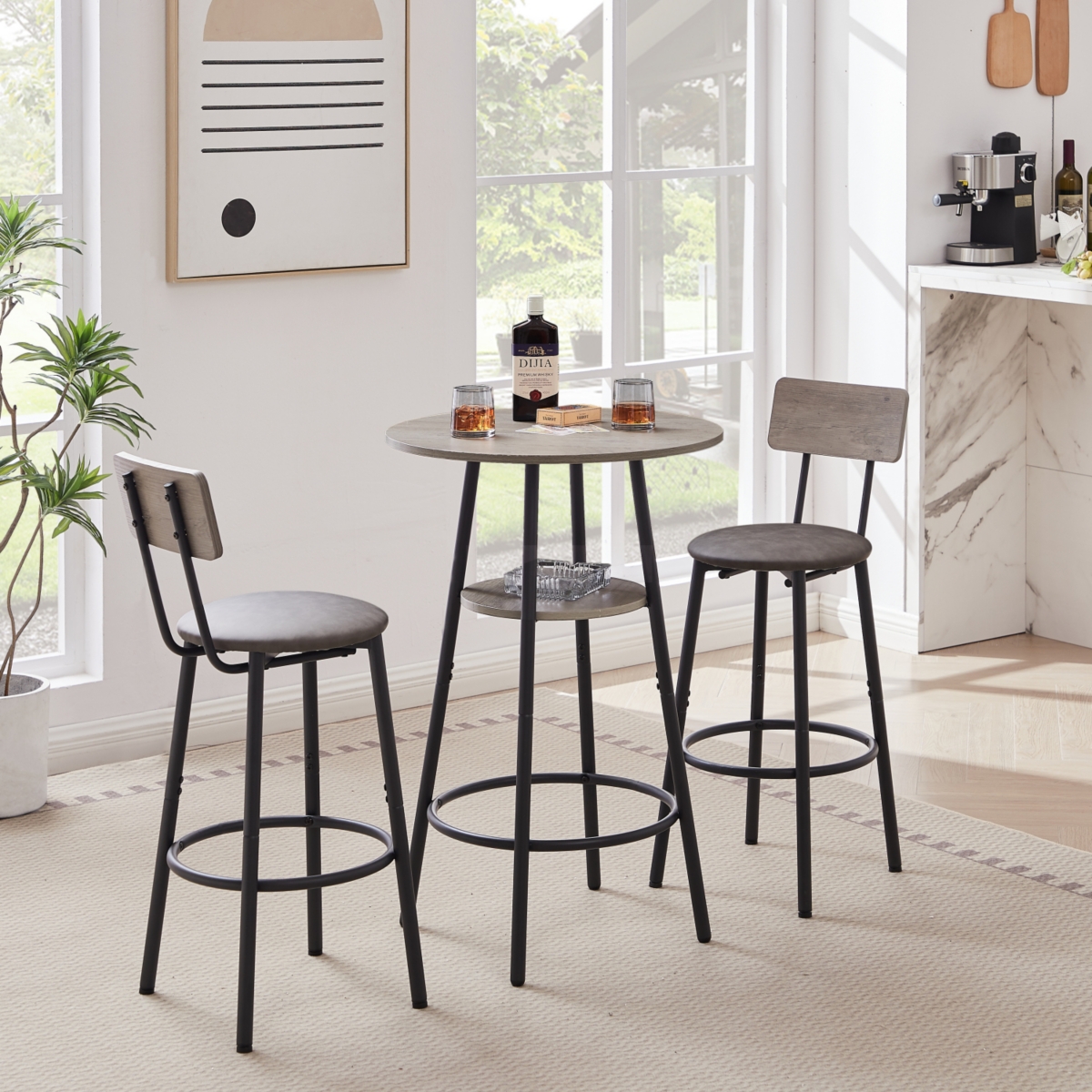 Click here for Streamdale Furniture Round Barstool Set With Shelf... prices