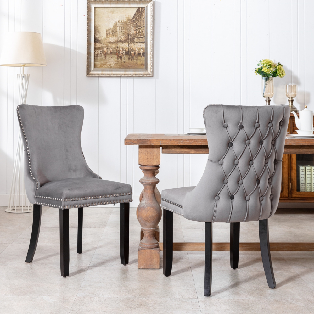 Click here for Streamdale Set of 2 Upholstered Wingback Dining Ch... prices
