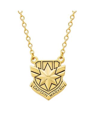 Marvelâ€™s Captain Marvel Shield Plated Necklace, 18" chain - Macy's