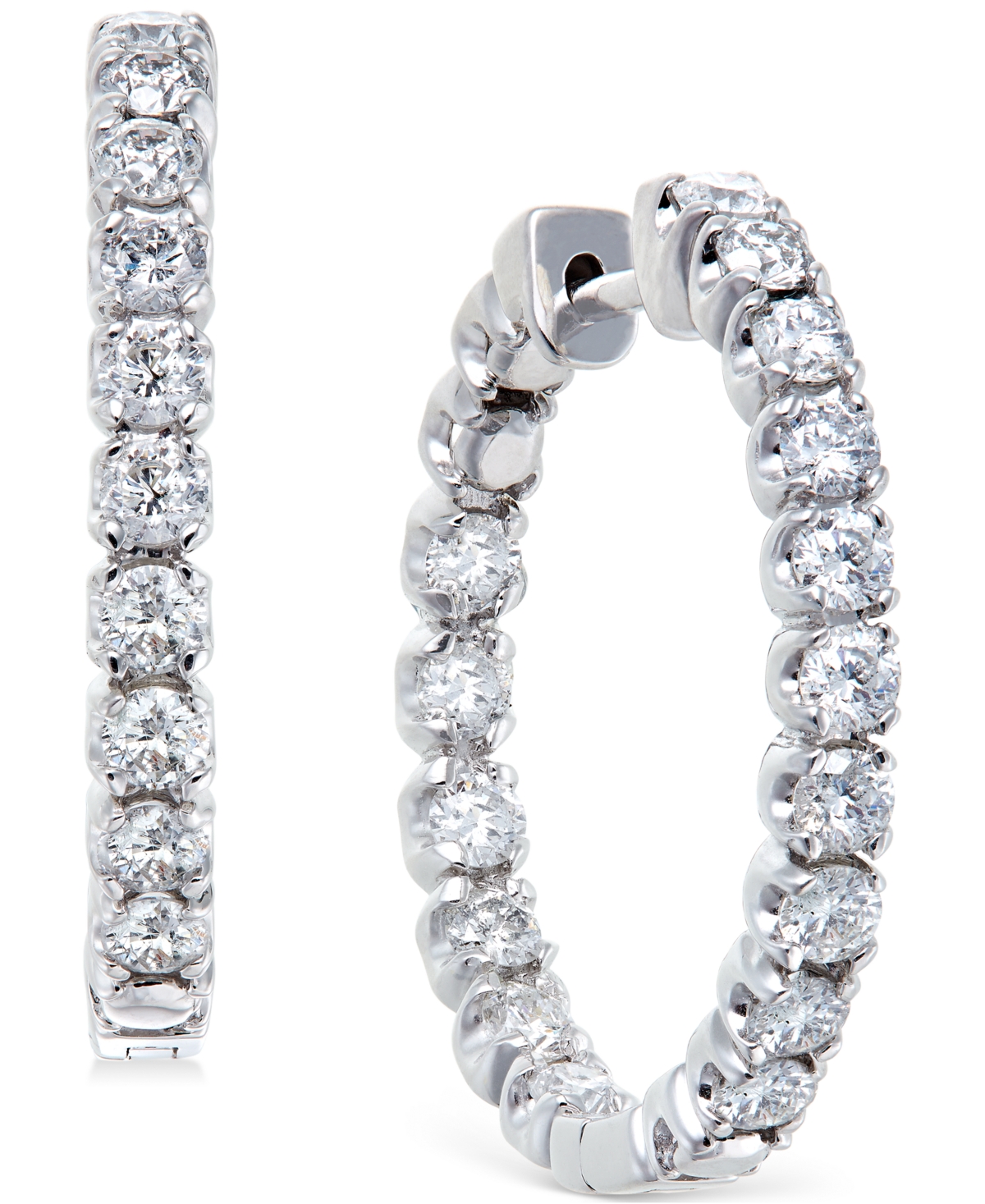 Click here for Diamond Hoop Earrings in 14k White Gold (2-1/2 ct.... prices