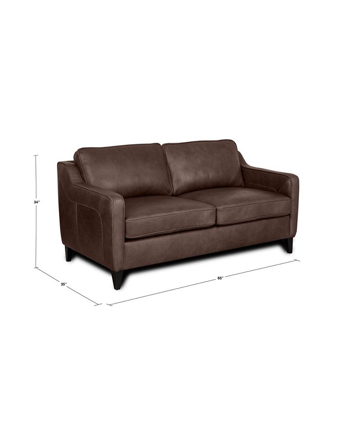 RUTHERFORD HOME Bari 65" Leather Loveseat - Macy's