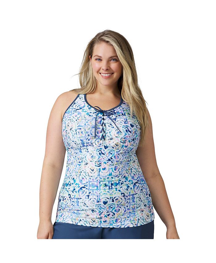 Free Country Plus Size Lace Up Racerback Tankini Top - Macy's