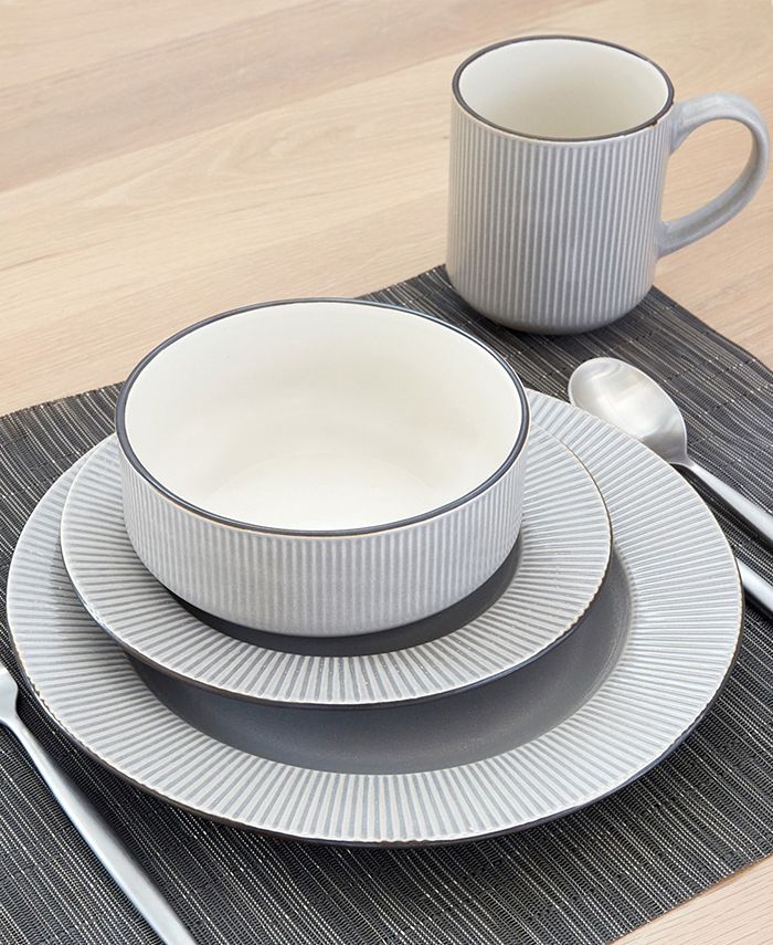Baum Leon Grey 16 Pc. Dinnerware Set, Service for 4 - Macy's