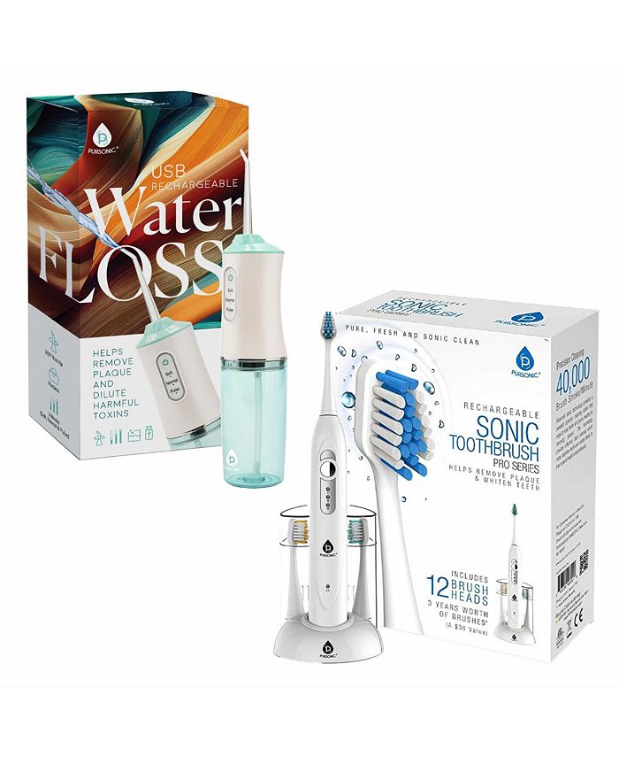 PURSONIC Rechargeable Toothbrush & Water Flosser Duo with Multi-Year ...