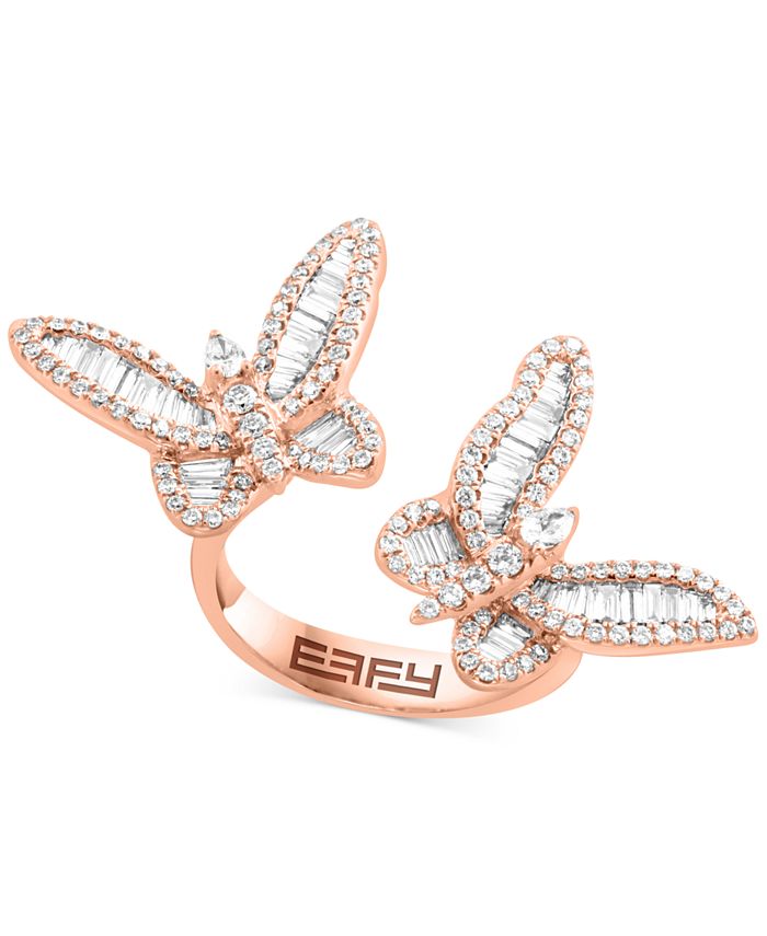 EFFY Collection EFFY® Diamond Round & Baguette Butterfly Cuff Ring (1-1 ...