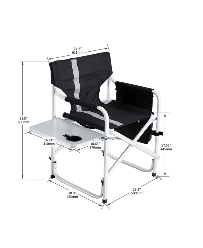 Simplie Fun Lightweight Folding Chair with Table and Pockets, Black ...