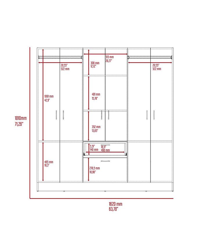 Simplie Fun Davenport 1-Drawer Rectangle 6-Door Armoire Black Wenge And ...