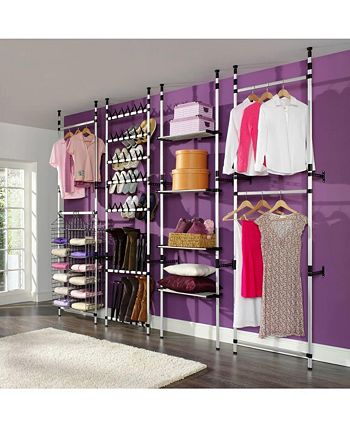 vidaXL Telescopic Wardrobe System with Shelves Aluminum - Macy's