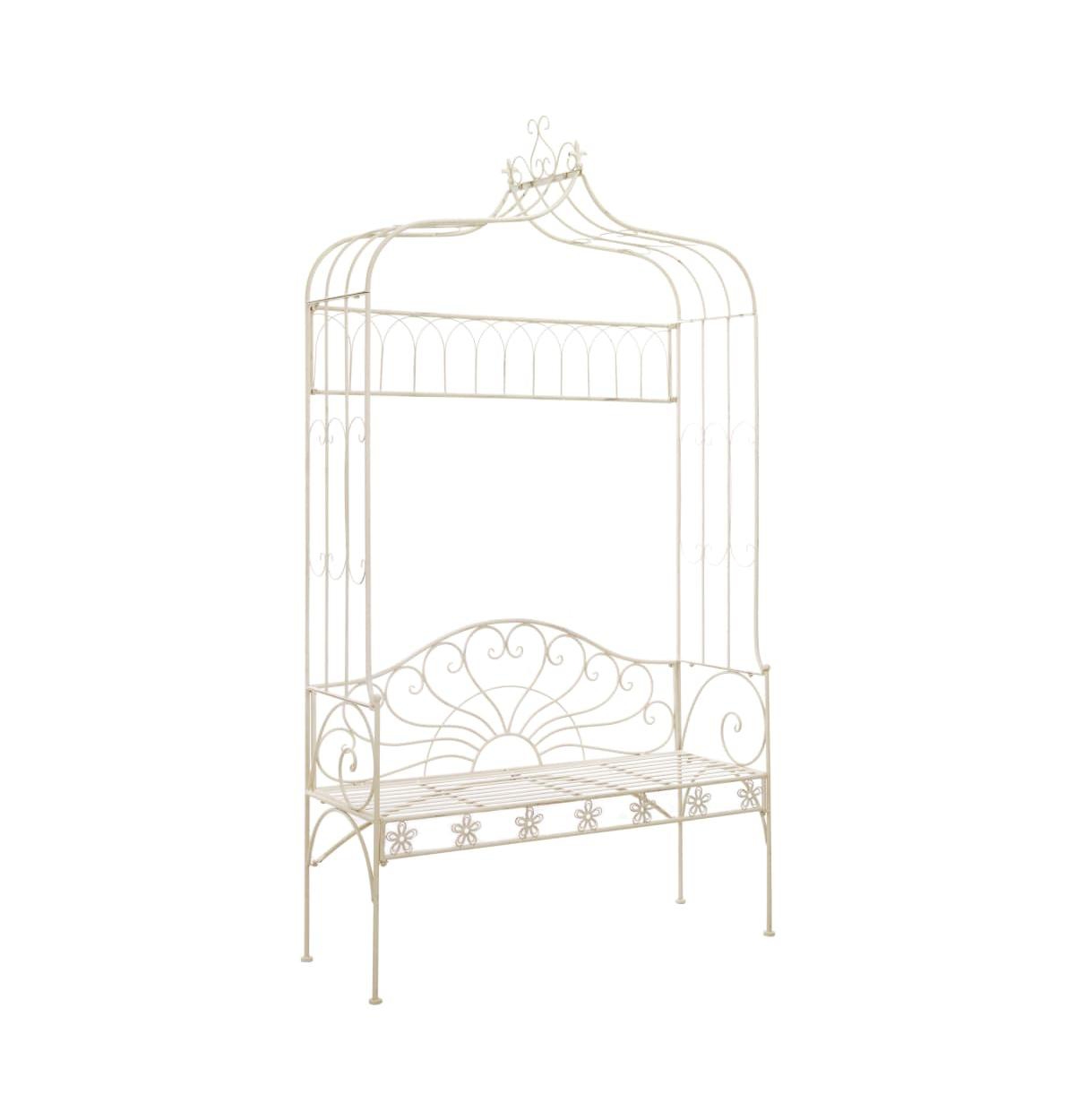 Click here for vidaXL Patio Bench 48 Iron Antique White - White prices