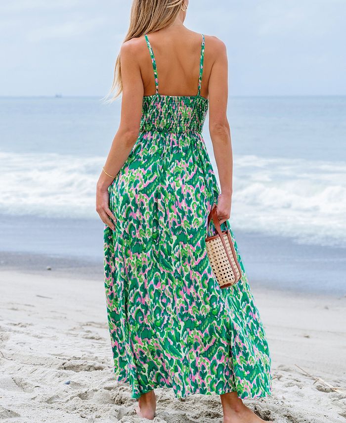 CUPSHE Women's Abstract Print Ruched Cutout Beach Dress - Macy's