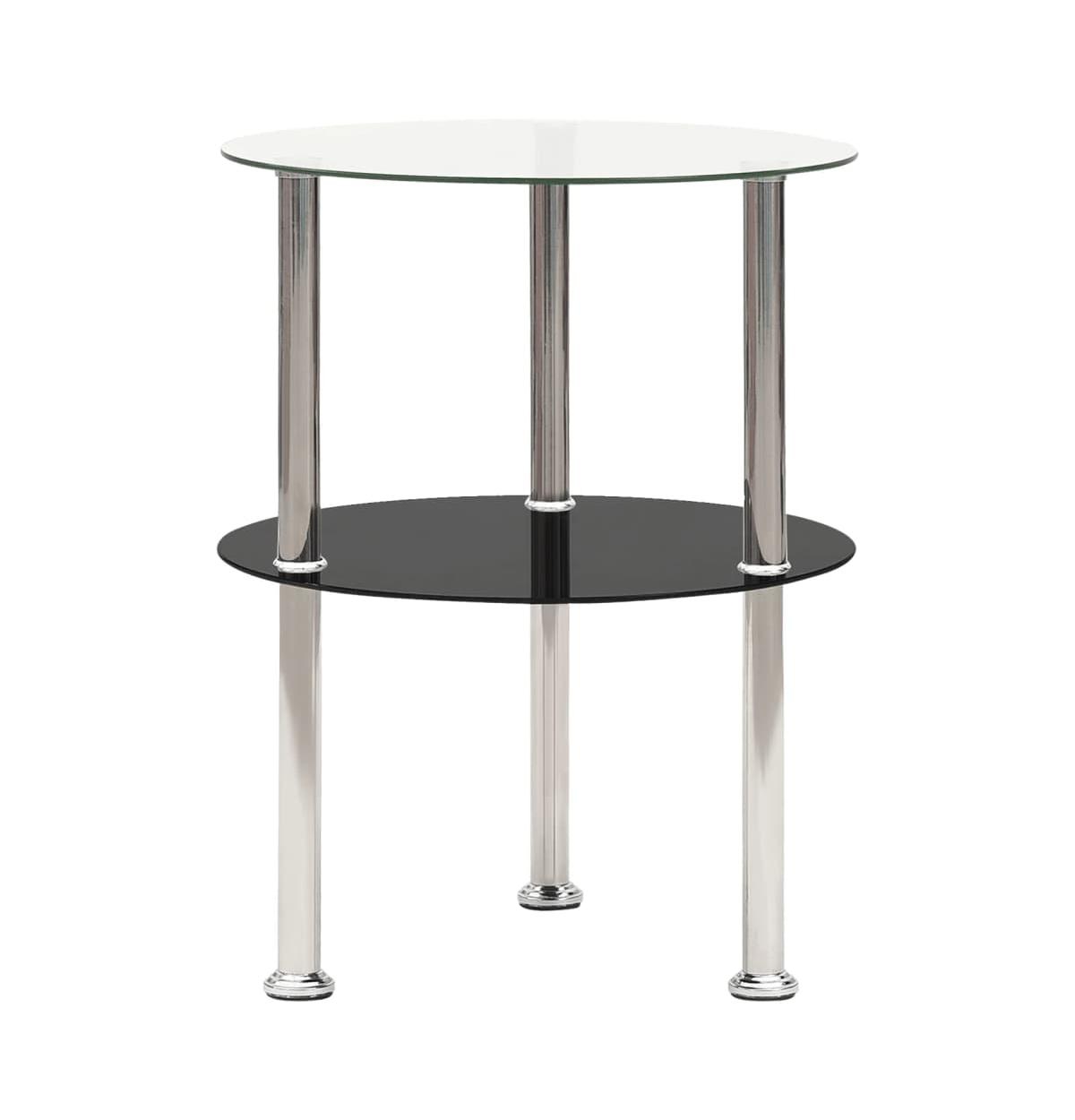 Click here for vidaXL 2-Tier Side Table Transparent & Black 15 Te... prices