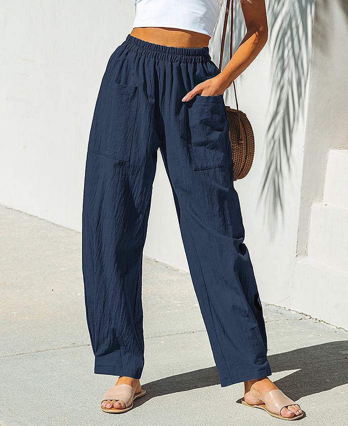 CUPSHE Women's Navy High Waist Tapered Pants - Macy's
