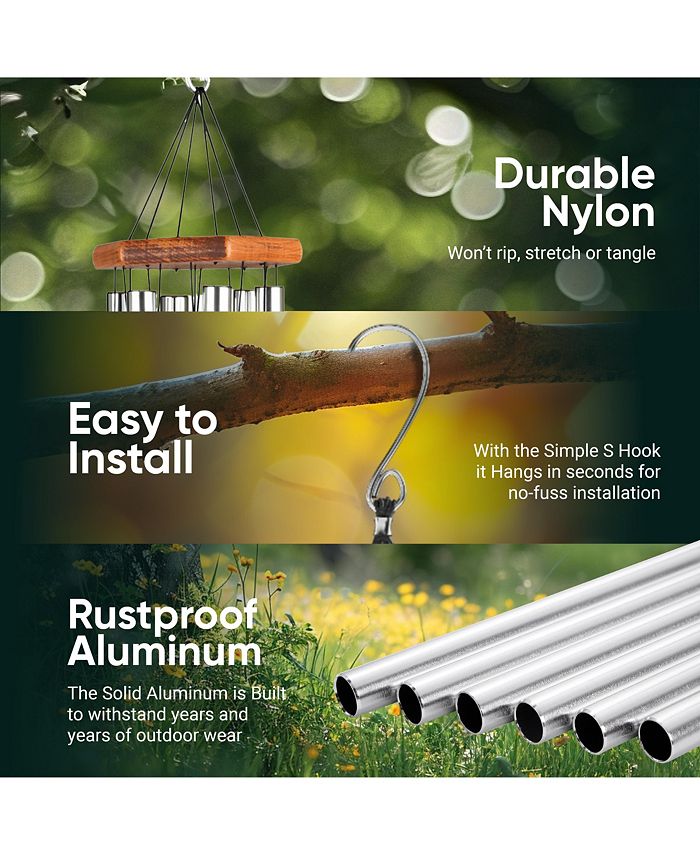 Nature's Melody Premiere Grande Wind Chimes - 6-Tube E Pentatonic Scale ...