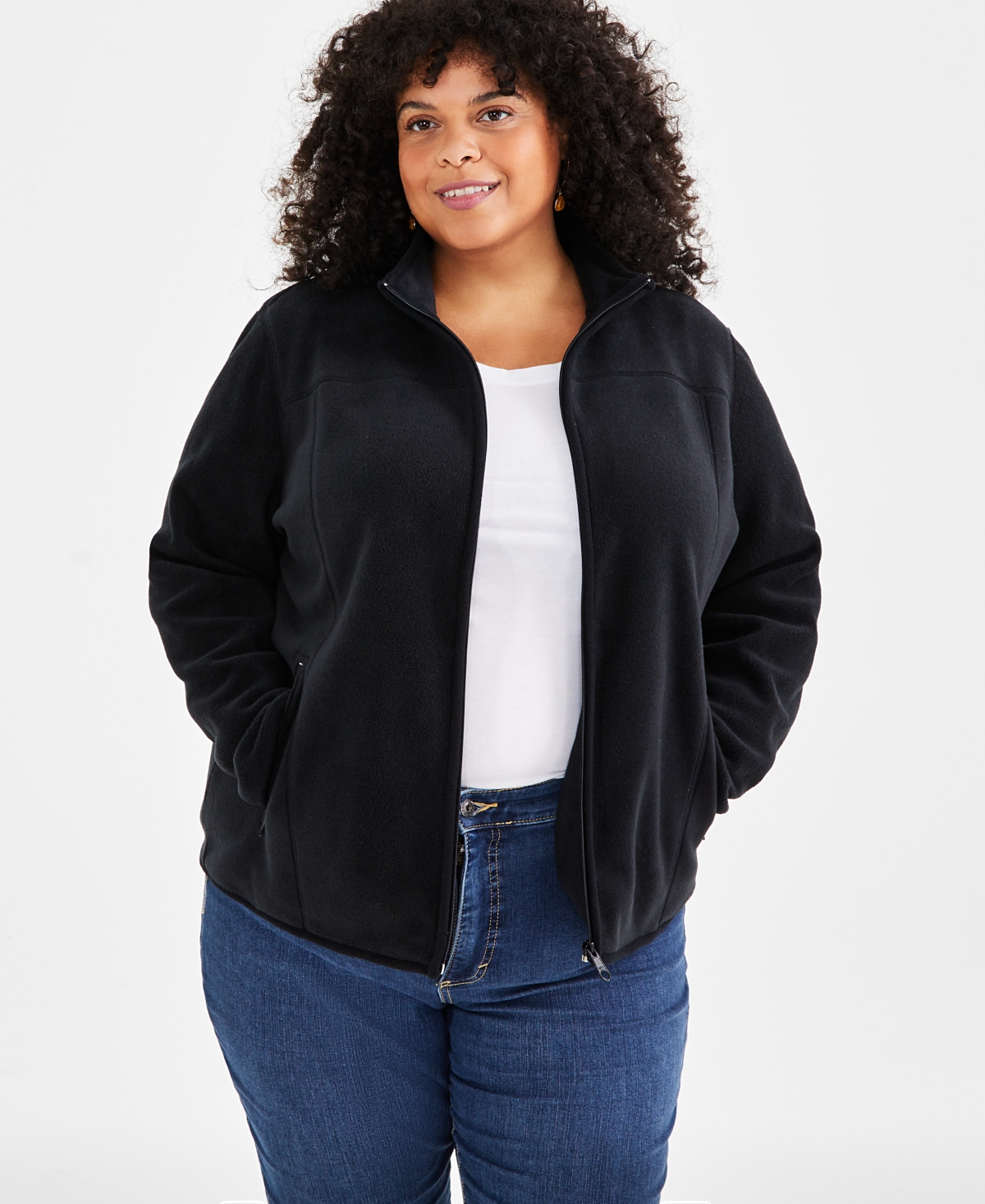 Click here for Style & Co Plus Size Solid Polar Fleece Zip-Front... prices