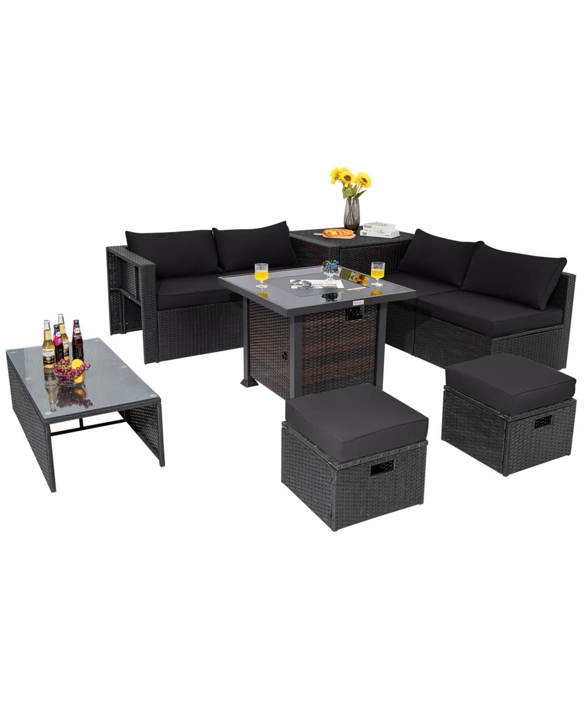 Click here for 9 Pcs Patio Furniture Set with 32" Fire Pit T... prices