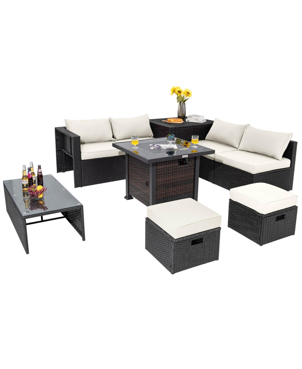 Click here for 9 Pcs Patio Furniture Set with 32" Fire Pit T... prices