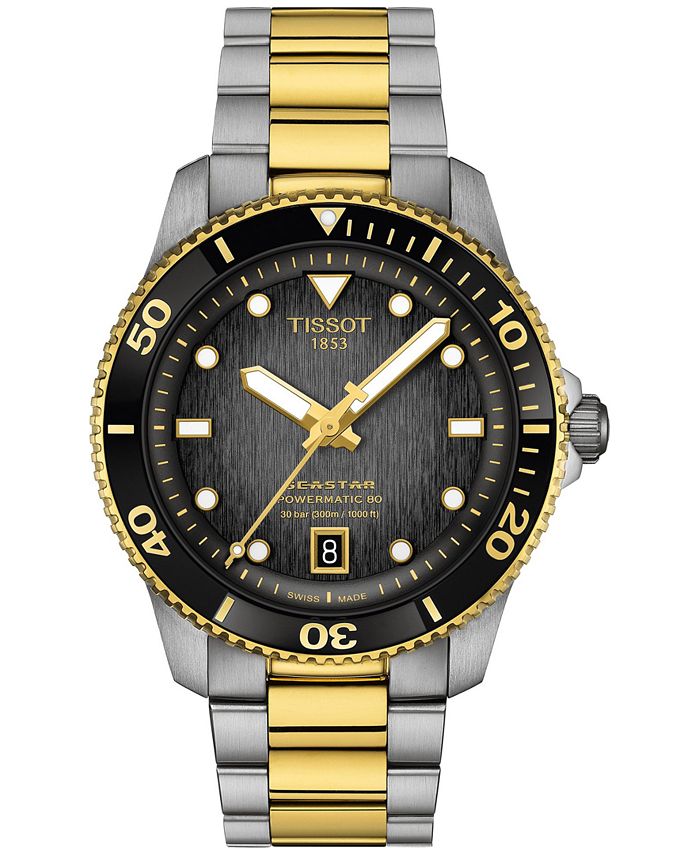Tissot Men's Swiss Automatic Seastar 1000 Powermatic 80 Two-Tone ...