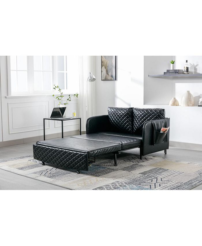 Simplie Fun Convertible Sleeper Sofa Bed, Modern Velvet Loveseat Couch ...