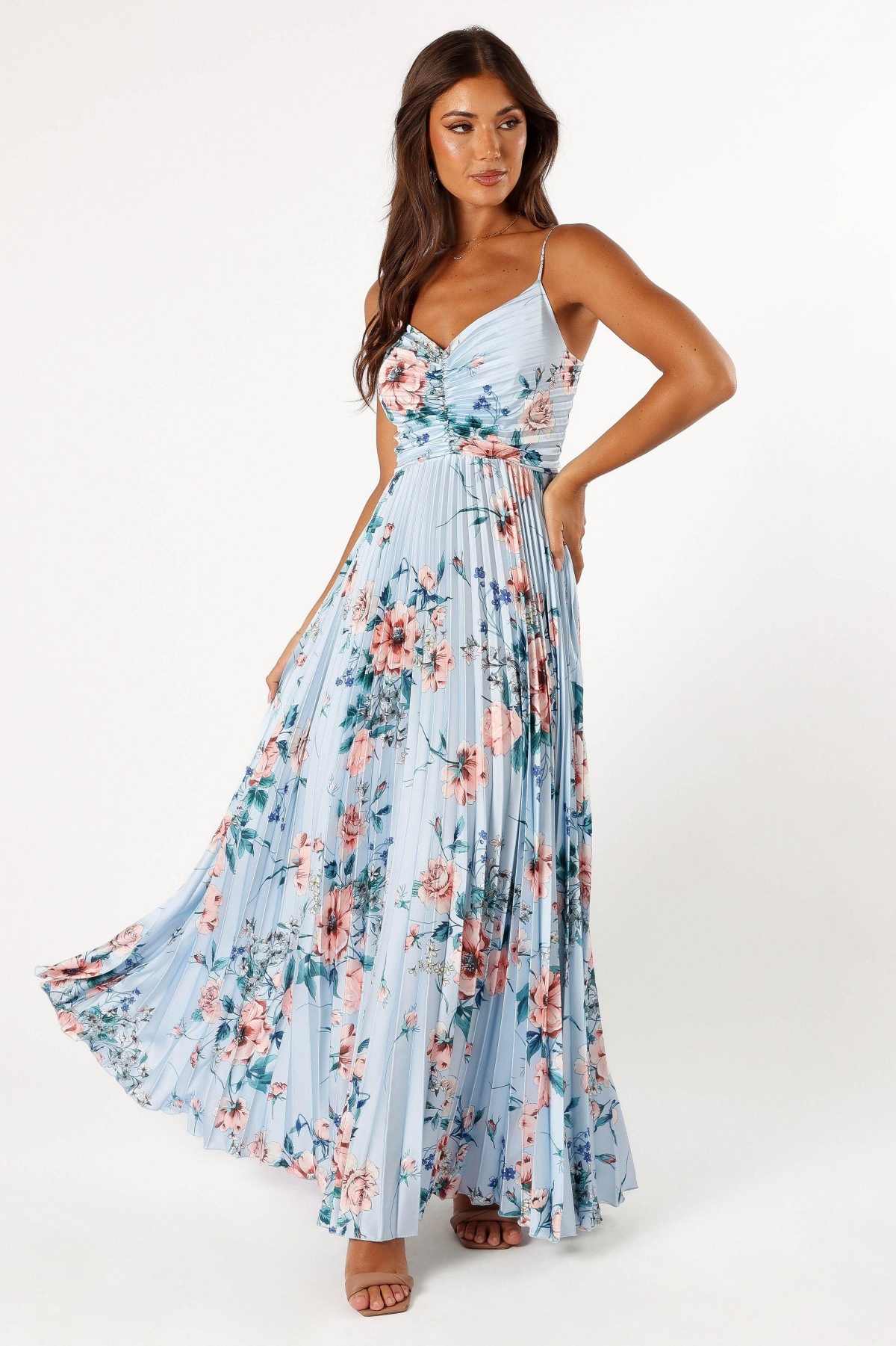 Click here for Petal and Pup Womens Naira Pleated Maxi Dress - Bl... prices