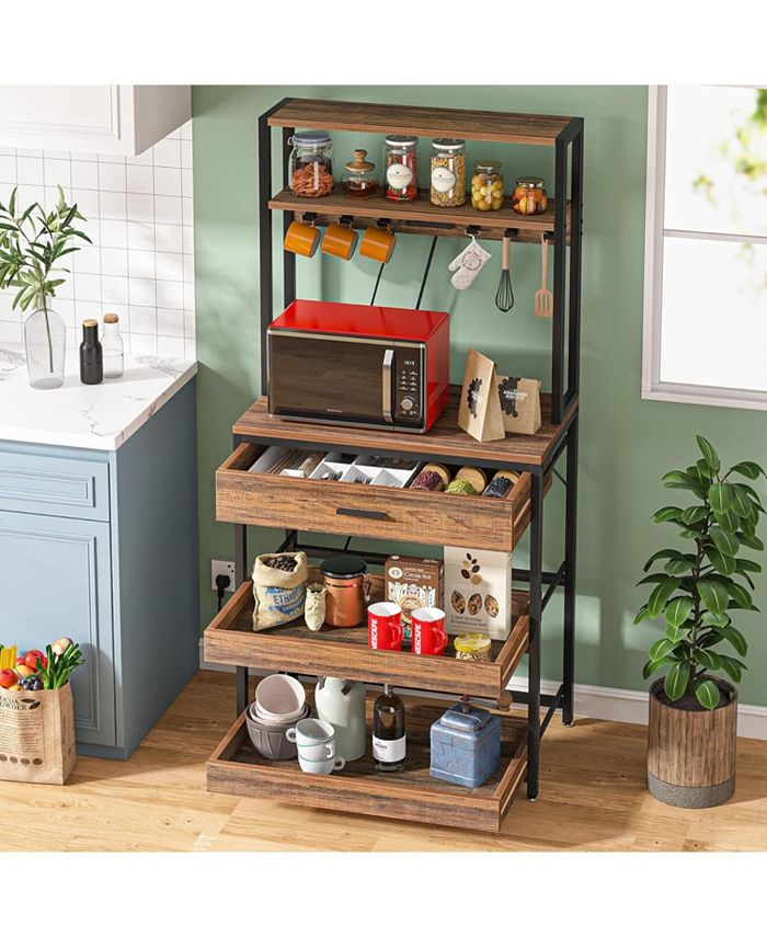 Tribesigns Kitchen Bakers Rack with Power Outlets, 5-Tier Microwave ...