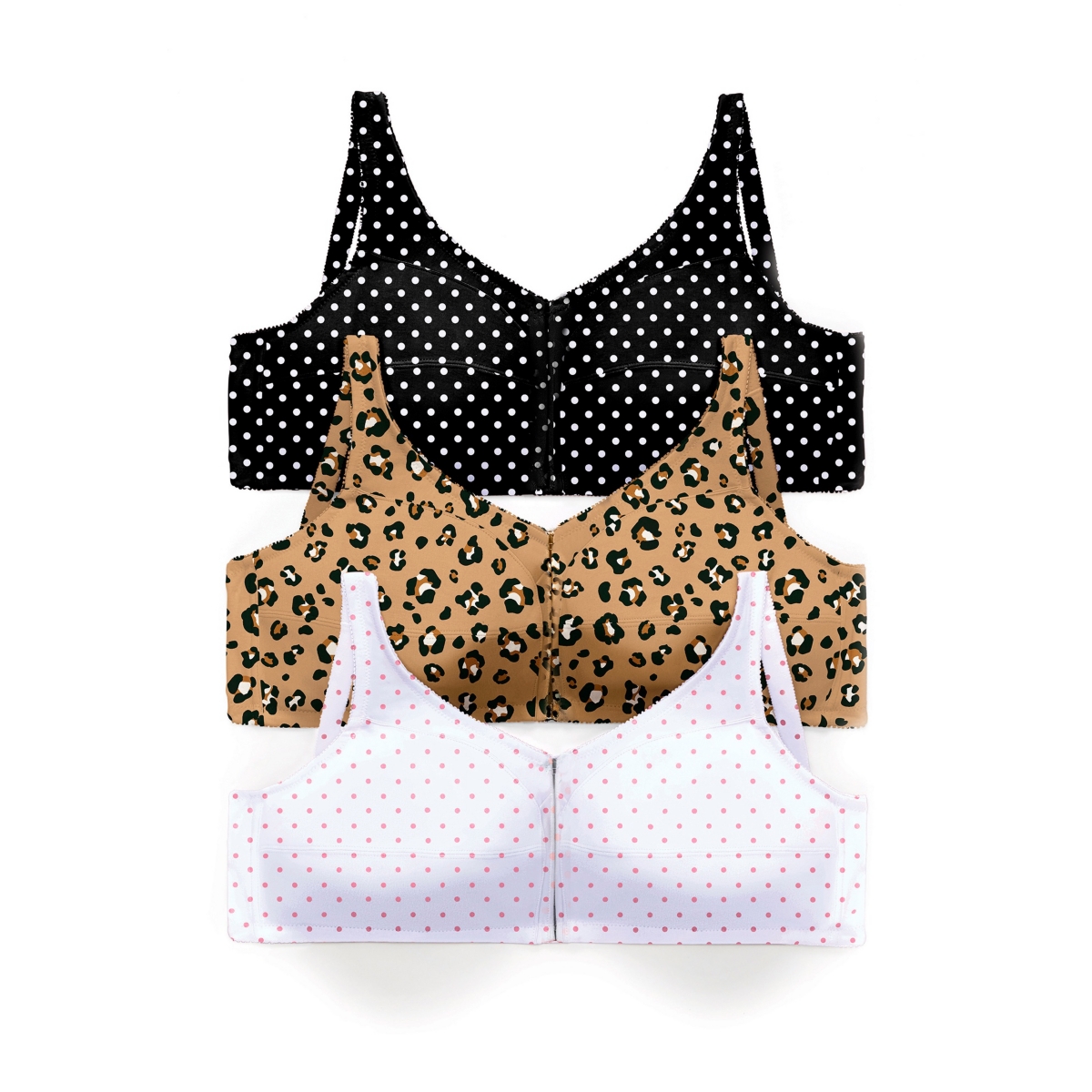 Click here for Comfort Choice Womens 3-Pack Front-Close Cotton Wi... prices