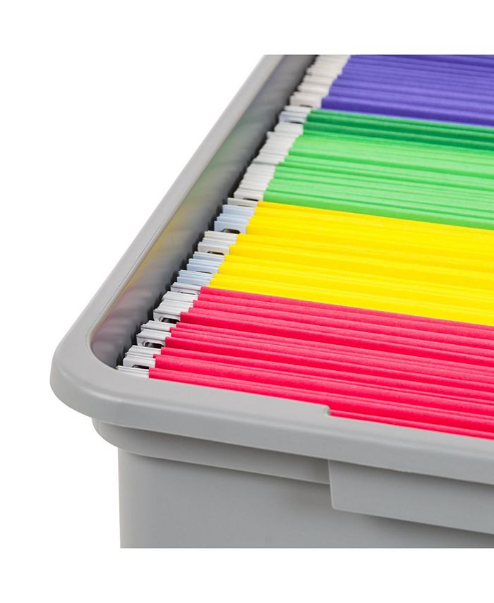 IRIS USA 3Pack Snap Tight Plastic File Organizer Box, Gray - Macy's